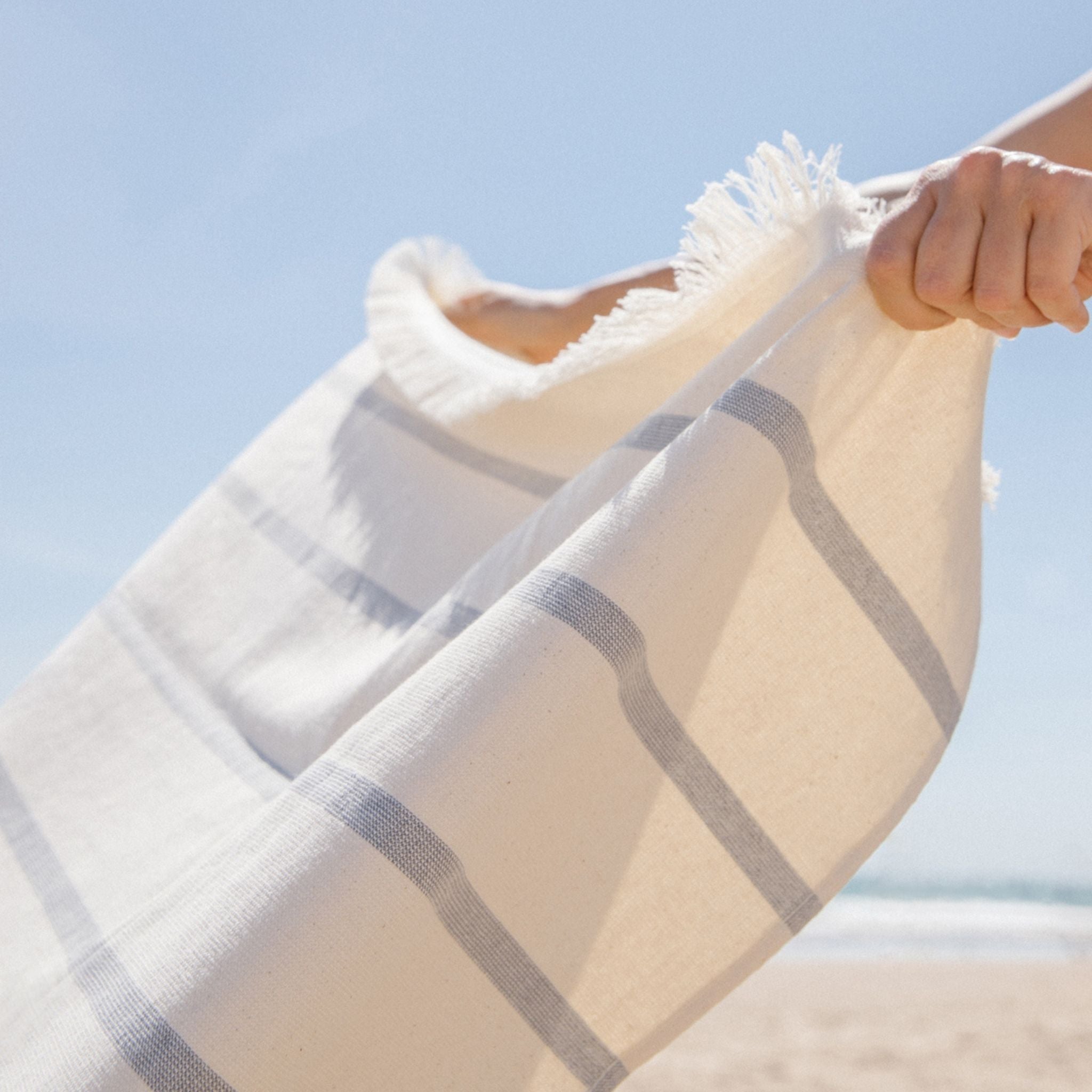 Premium beach towels | Torres Novas | Grey stripes Boa-Nova – Torres Novas UK